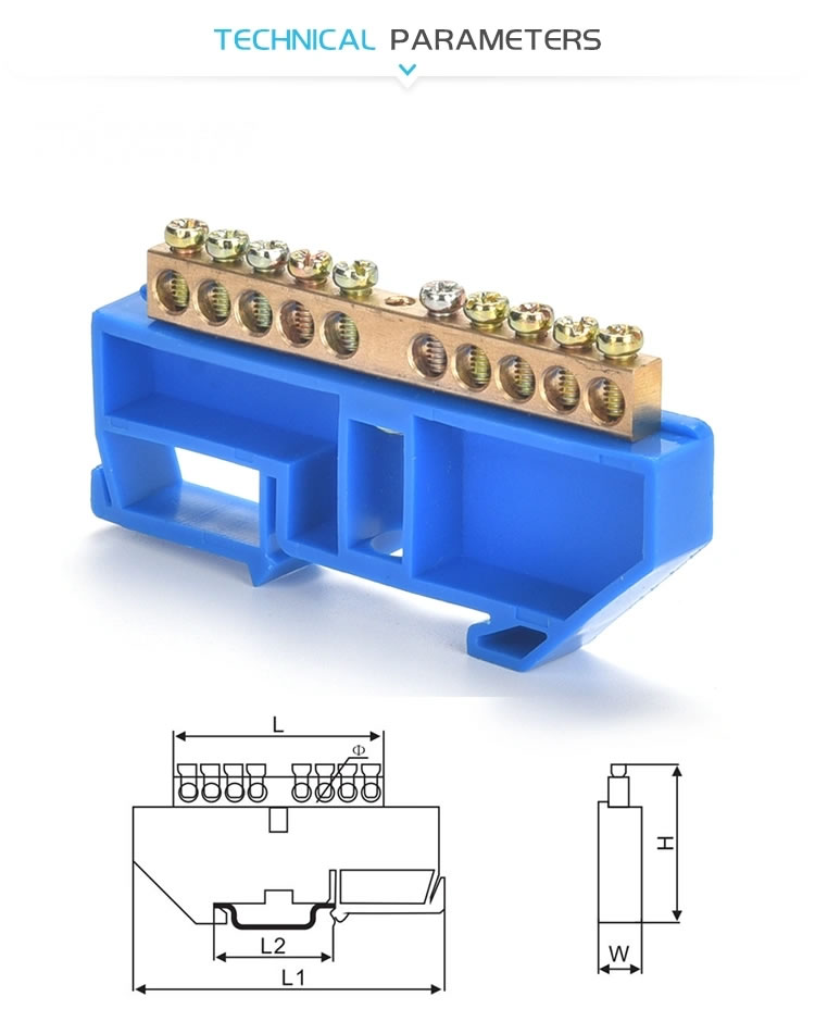 China DIN Rail Mounted Neutral Busbar Terminal Block Blue Manufacturers ...