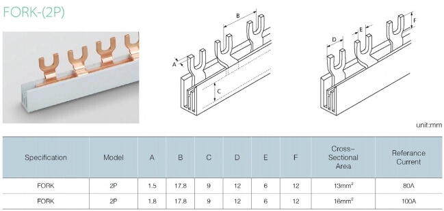China U Pin Plug-in Type Copper 1p 2p 3p Distribution Busbar MCB ...